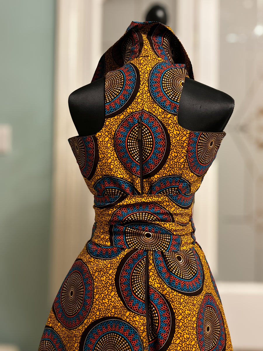 Beldo halter collared belted dress. – House of Afrika